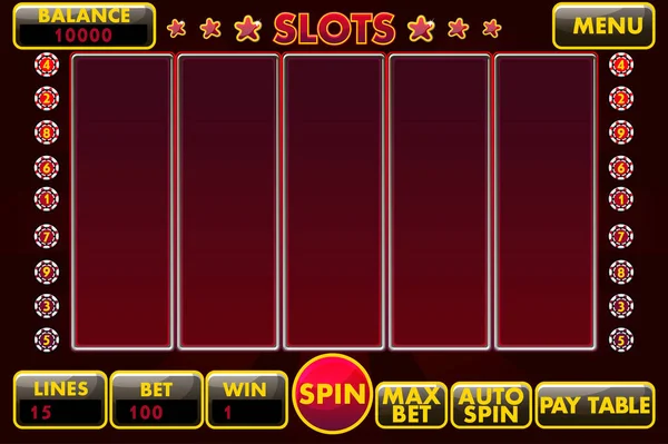 Vector Interface slot machine in black-red colored. Complete menu of ...