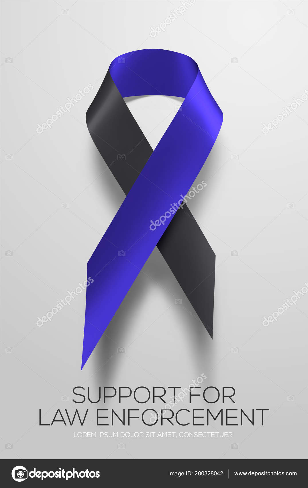 Black Blue Ribbon Symbolic Support Law Enforcement Vector Eps Stock ...