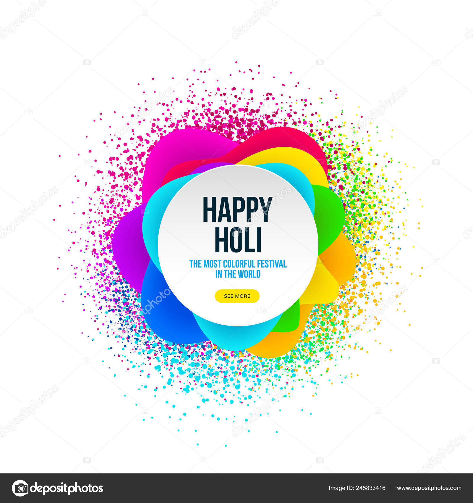 Abstract Happy Holi Banner Colorful Spray Splash Paper Shapes Indian ...