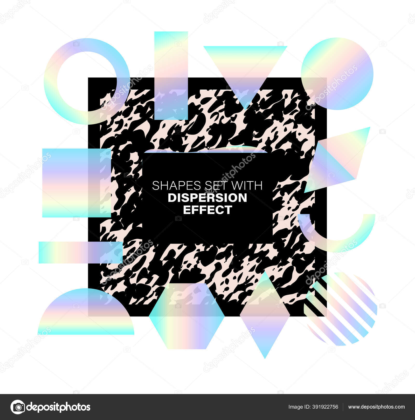 Set Shapes Dispersion Effect Colorful Geometric Rainbow Shapes Create ...