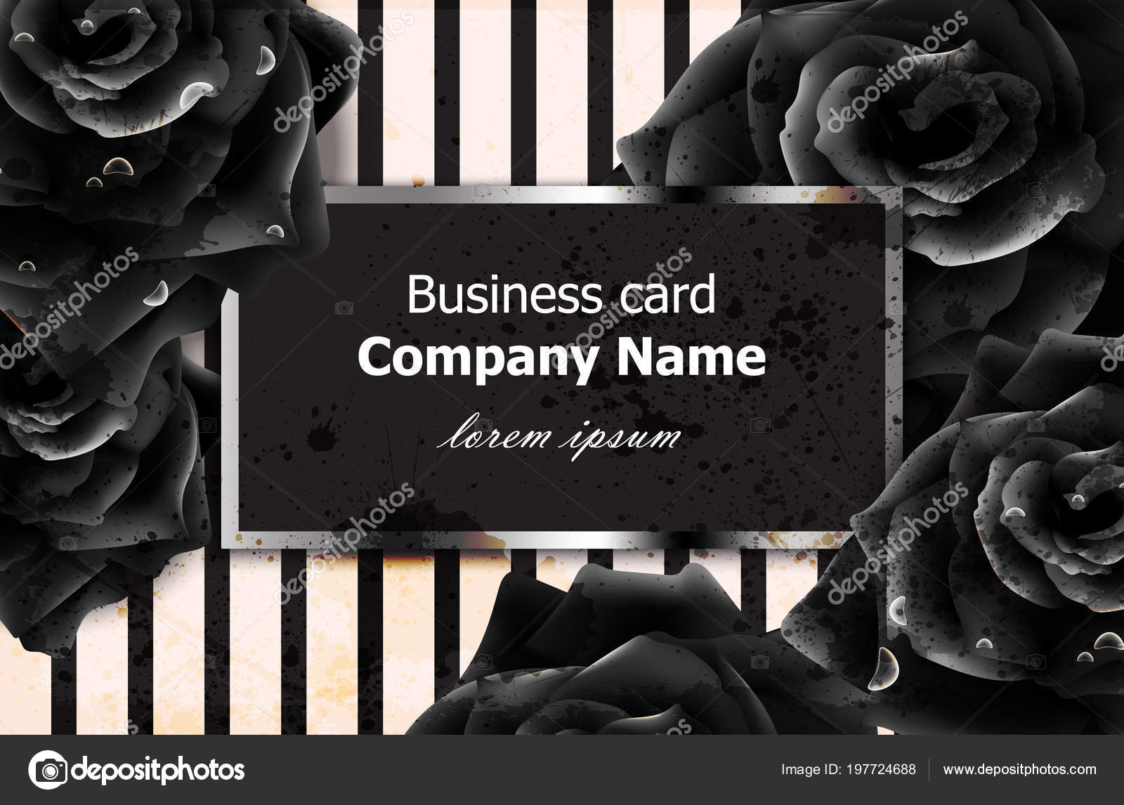 Black roses business card Vector. Elegant luxury flowers decor. Modern ...