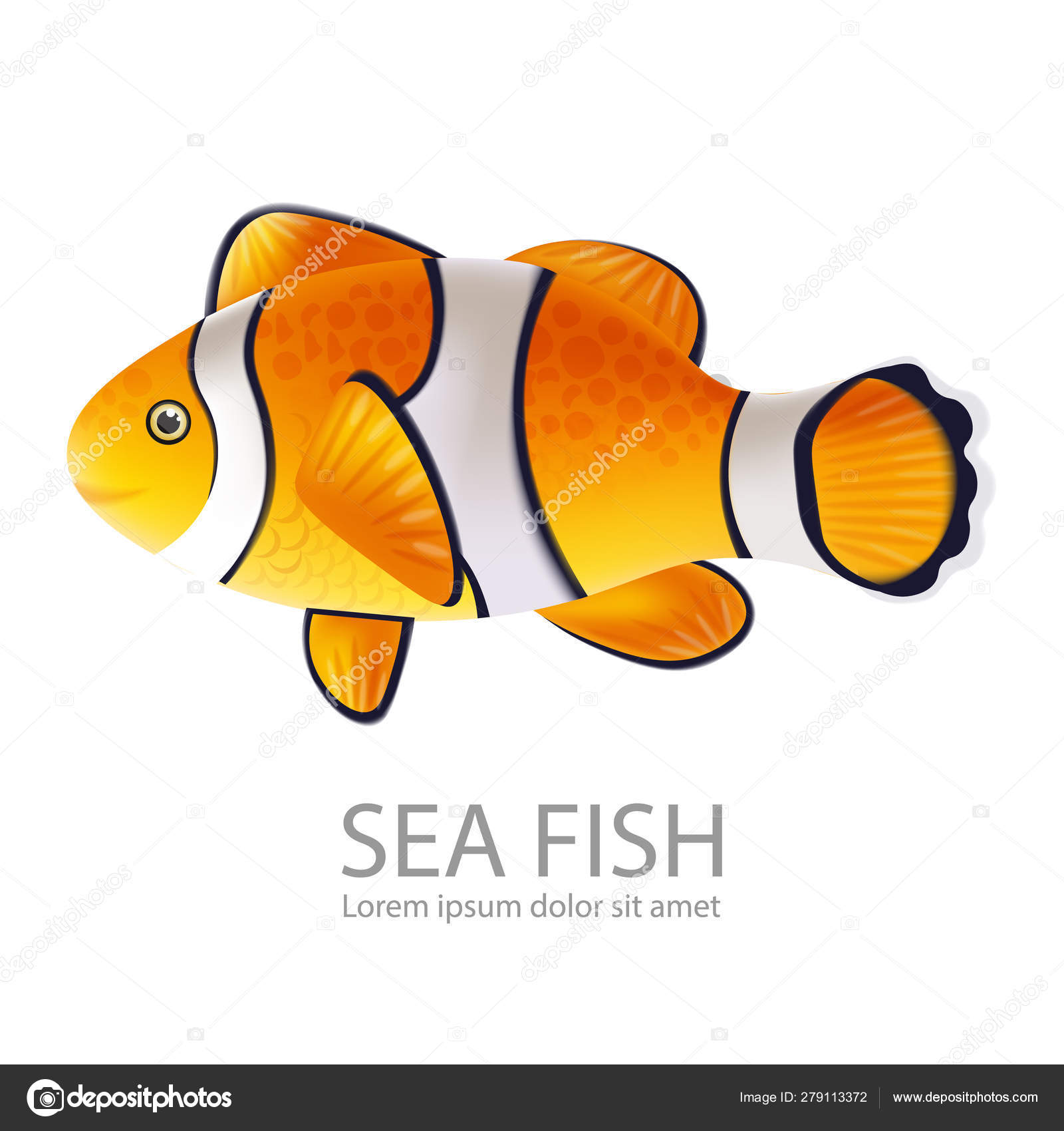 Illustration de Poisson doré Vecteur réaliste isolé sur blanc. Pêche ...