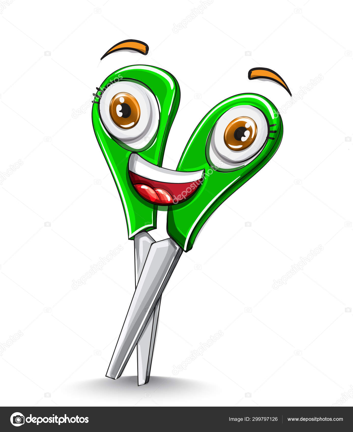 Scissors funny character smiling Vector. School supplies item ...