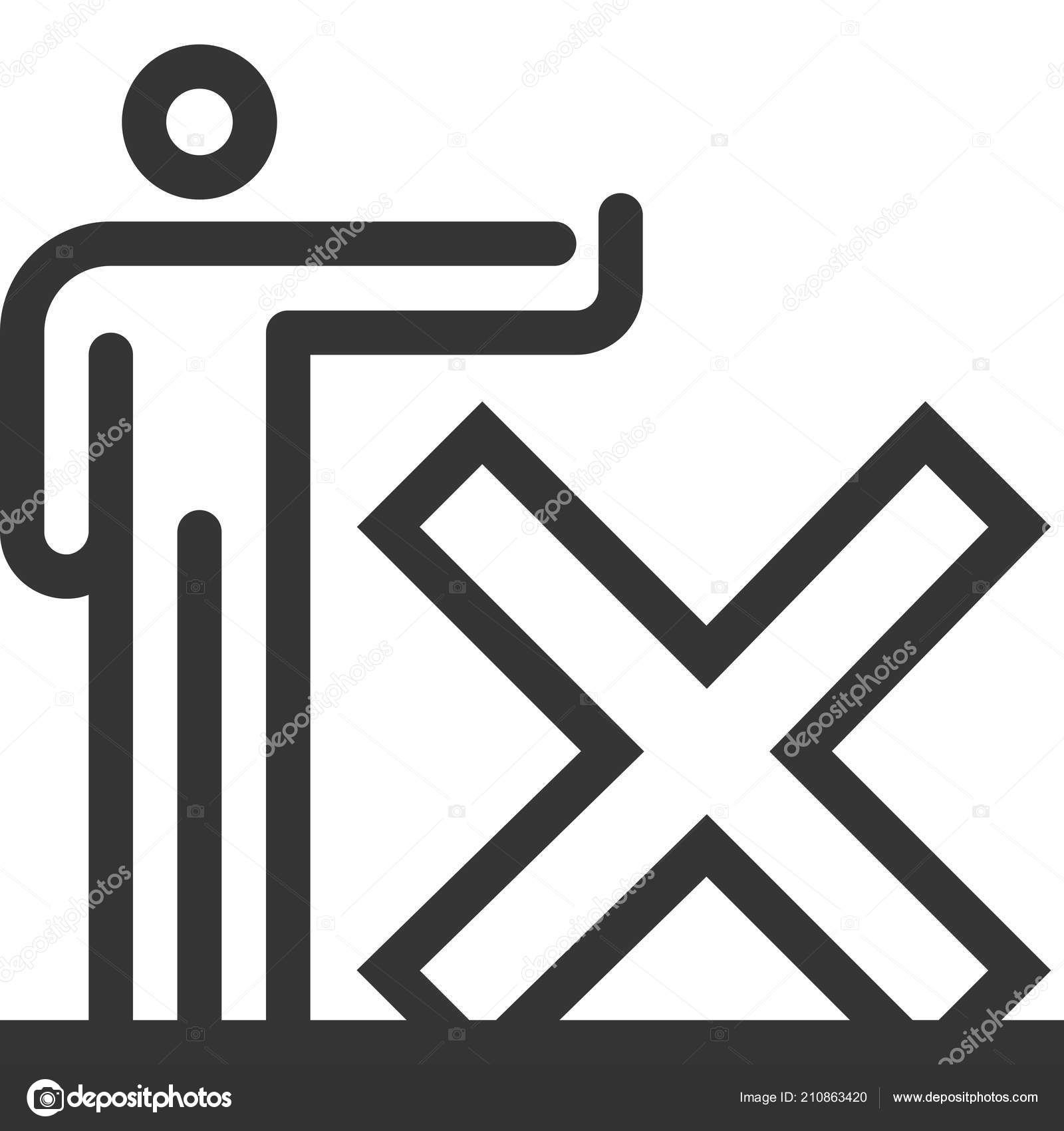 Forbidden Bold Line Stick Figure Icon Illustration Vector Editable ...