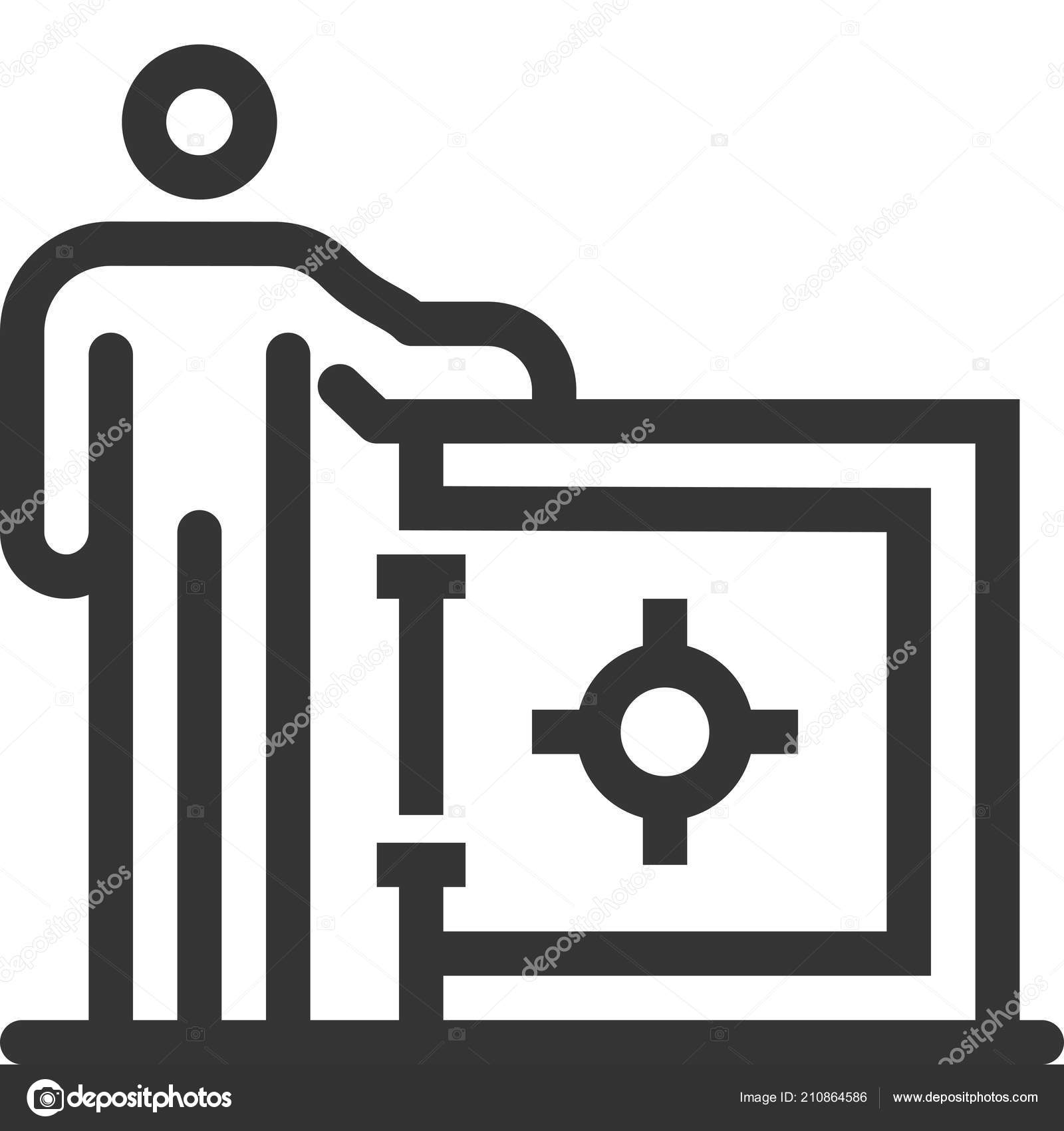 Safe Box Bold Line Stick Figure Icon Illustration Vector Editable Stock ...