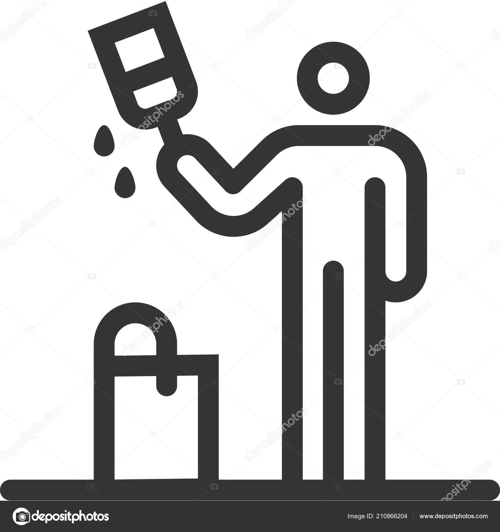 Painter Bold Line Stick Figure Icon Illustration Vector Editable Stroke ...