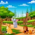 Happy Animals Cartoon Nature Scene Stock Vector Image by ©dualoro ...