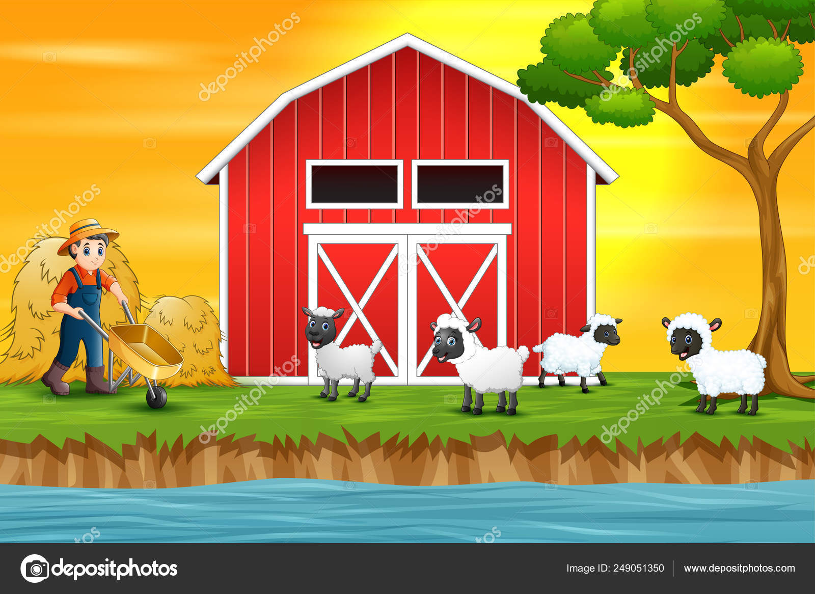 Dessin Animé De Fermier Heureux