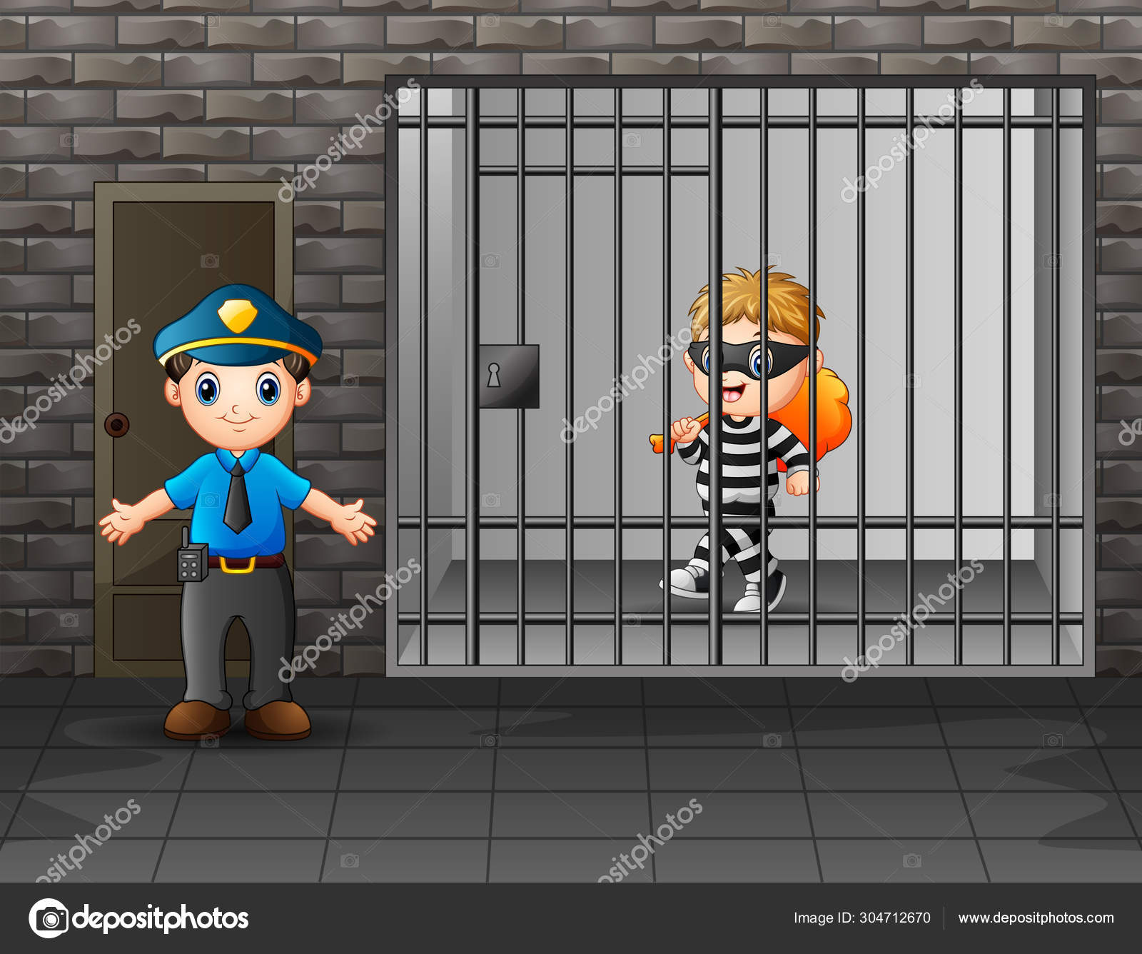 Prisoner Jail Being Guarded Prison Guards Stock Vector Image by ...