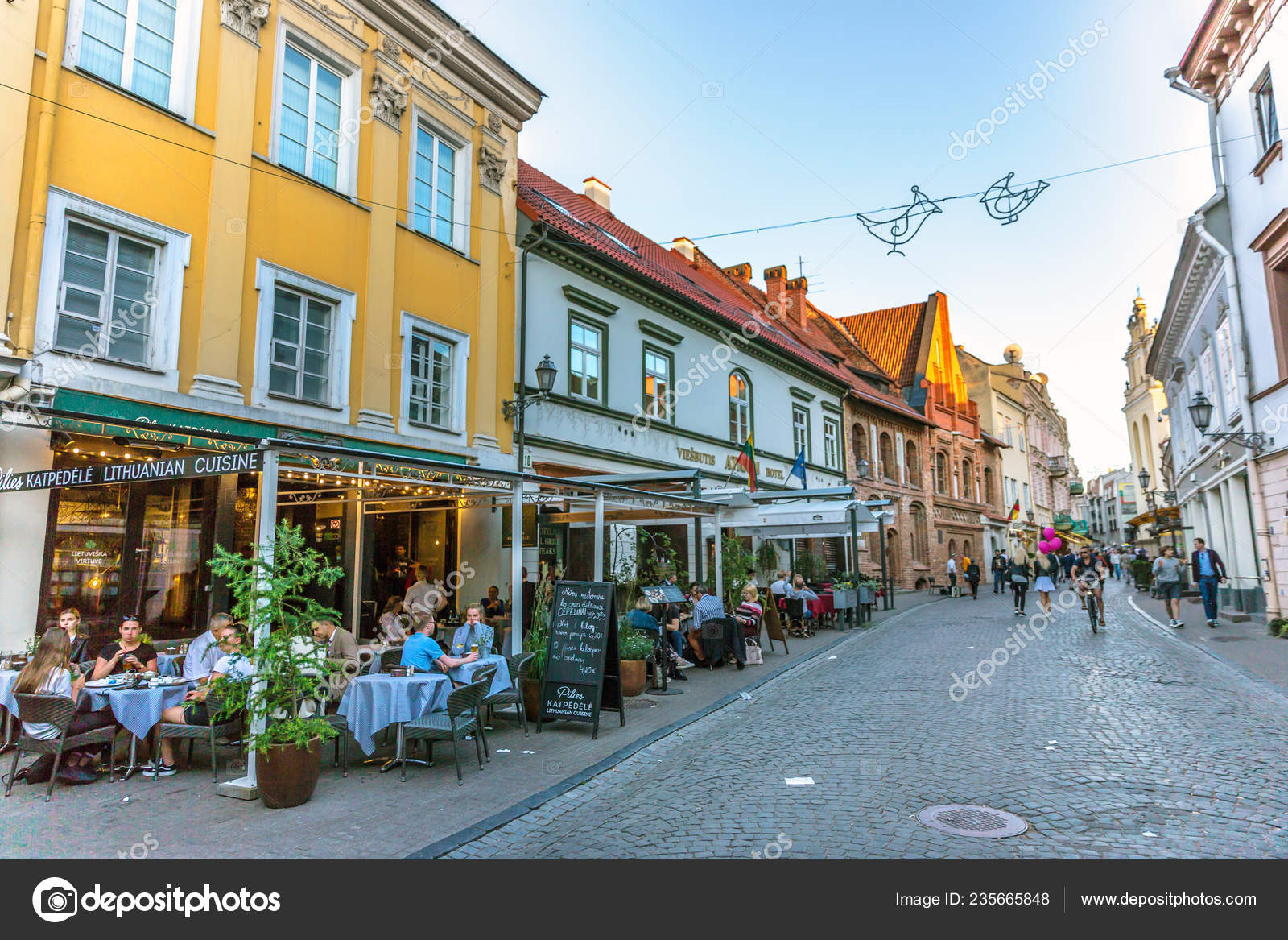 Vilnius Lithuania June 20Th 2018 Tourists Locals Having Dinner ...