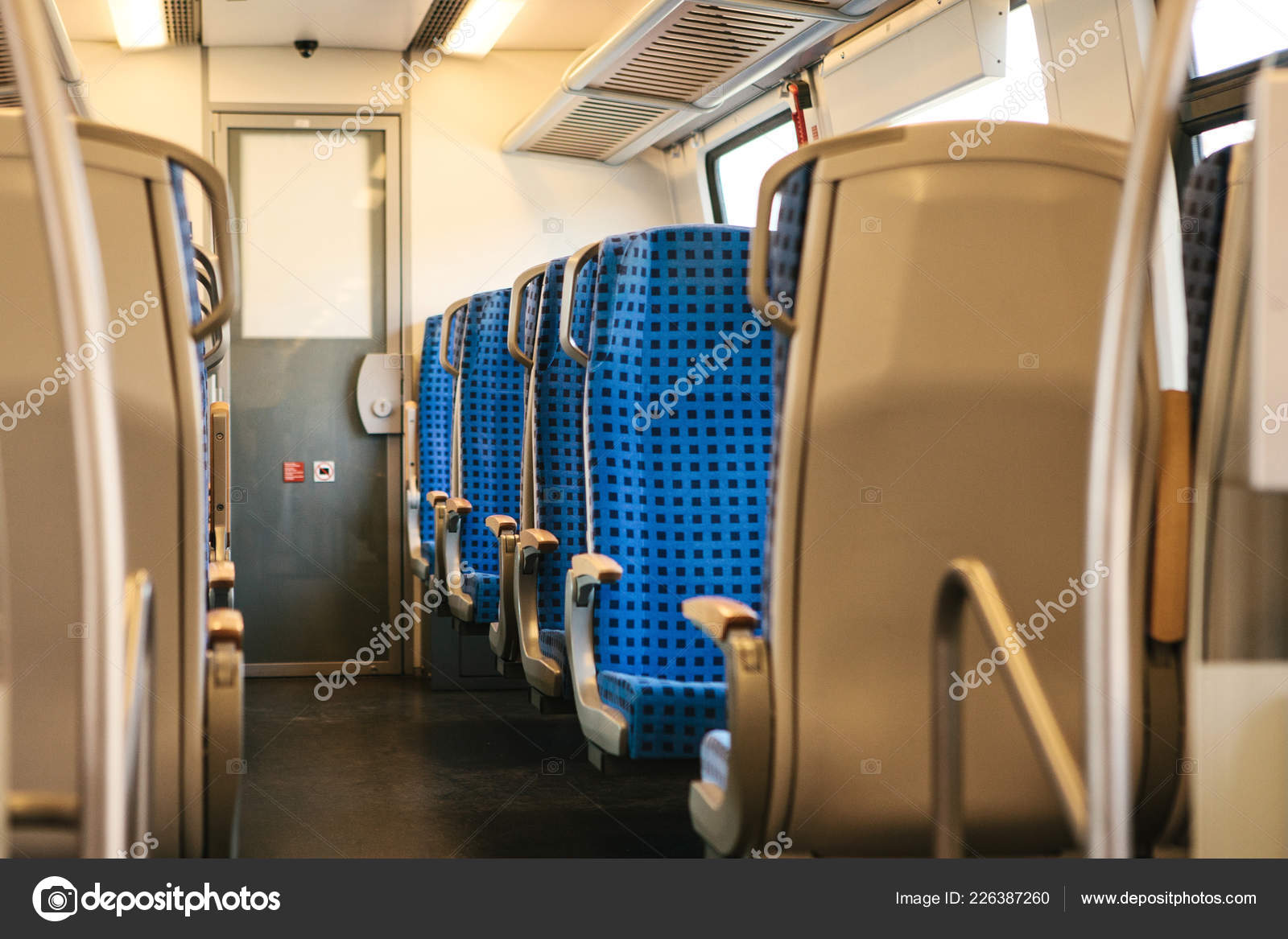 Empty train interior. Corridor and a lot of seats. Stock Photo by ...
