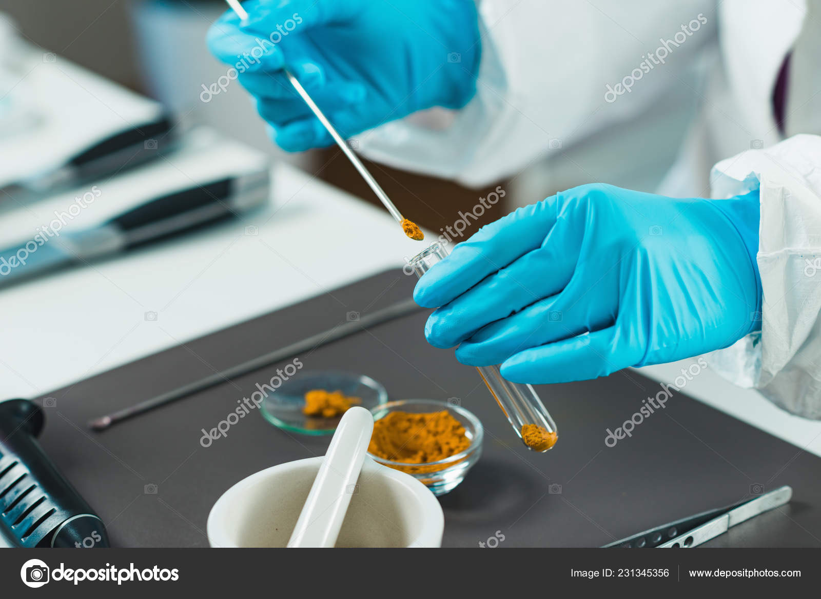 Quality Control Expert Inspecting Curcuma Laboratory Stock Photo by ...