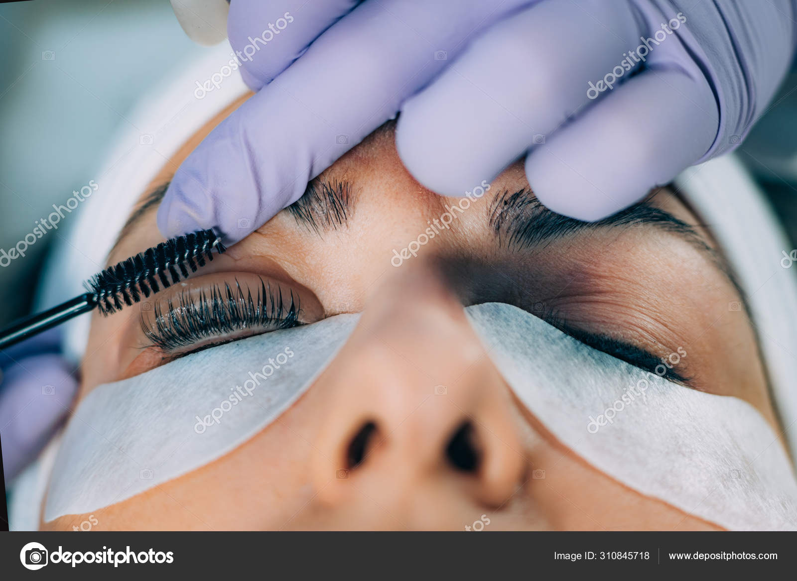 Curling Eyelashes Using Curler Lash Lifting Procedure Stock Photo by ...