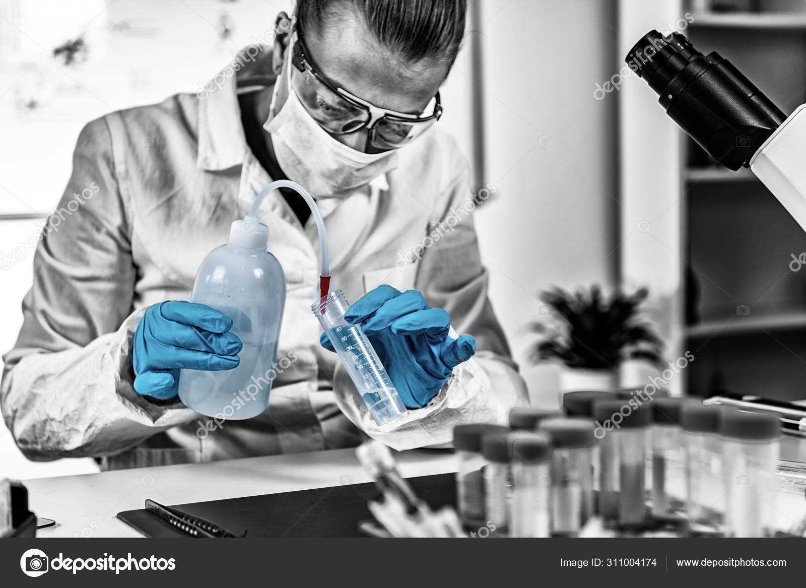 Forensic Science Laboratory Forensic Scientist Examining Hair Looking ...
