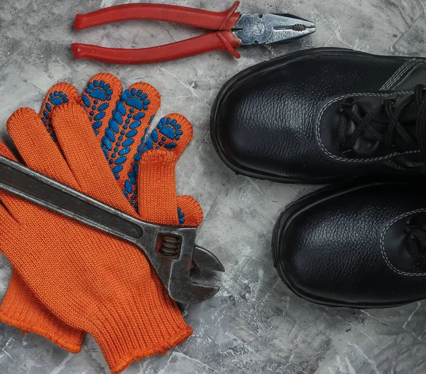 Flat lay composition with different industrial working tools and ...