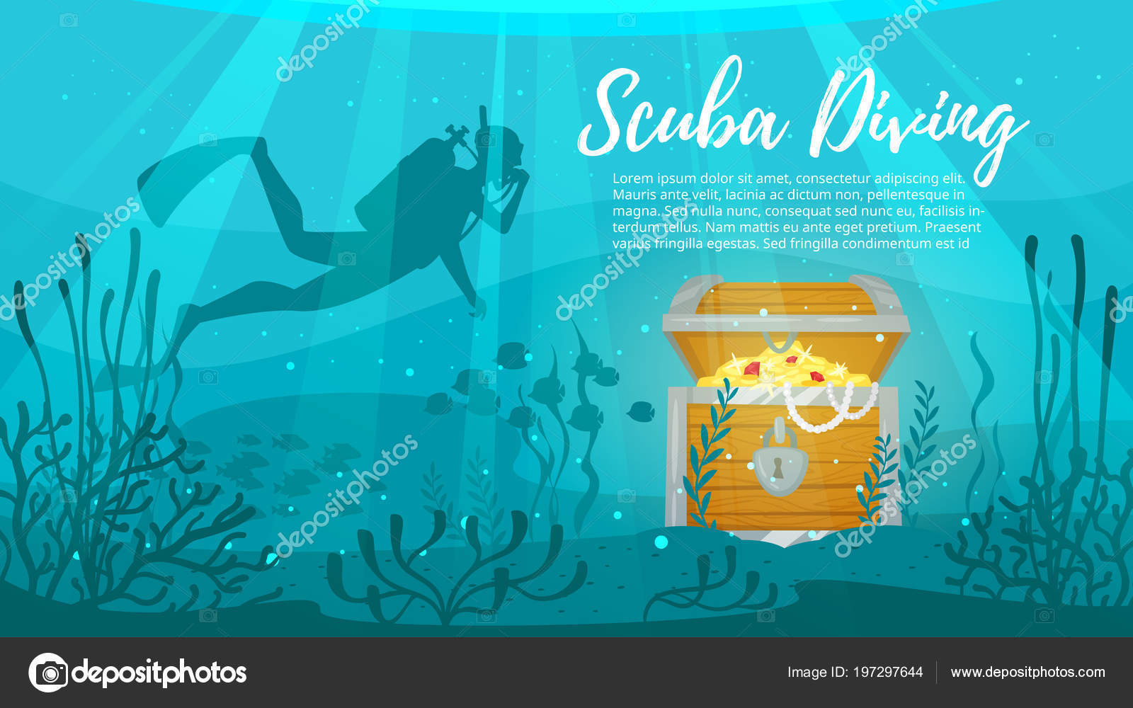 Scuba Diver explores treasure chest Stock Vector Image by ©tkronalter9 ...