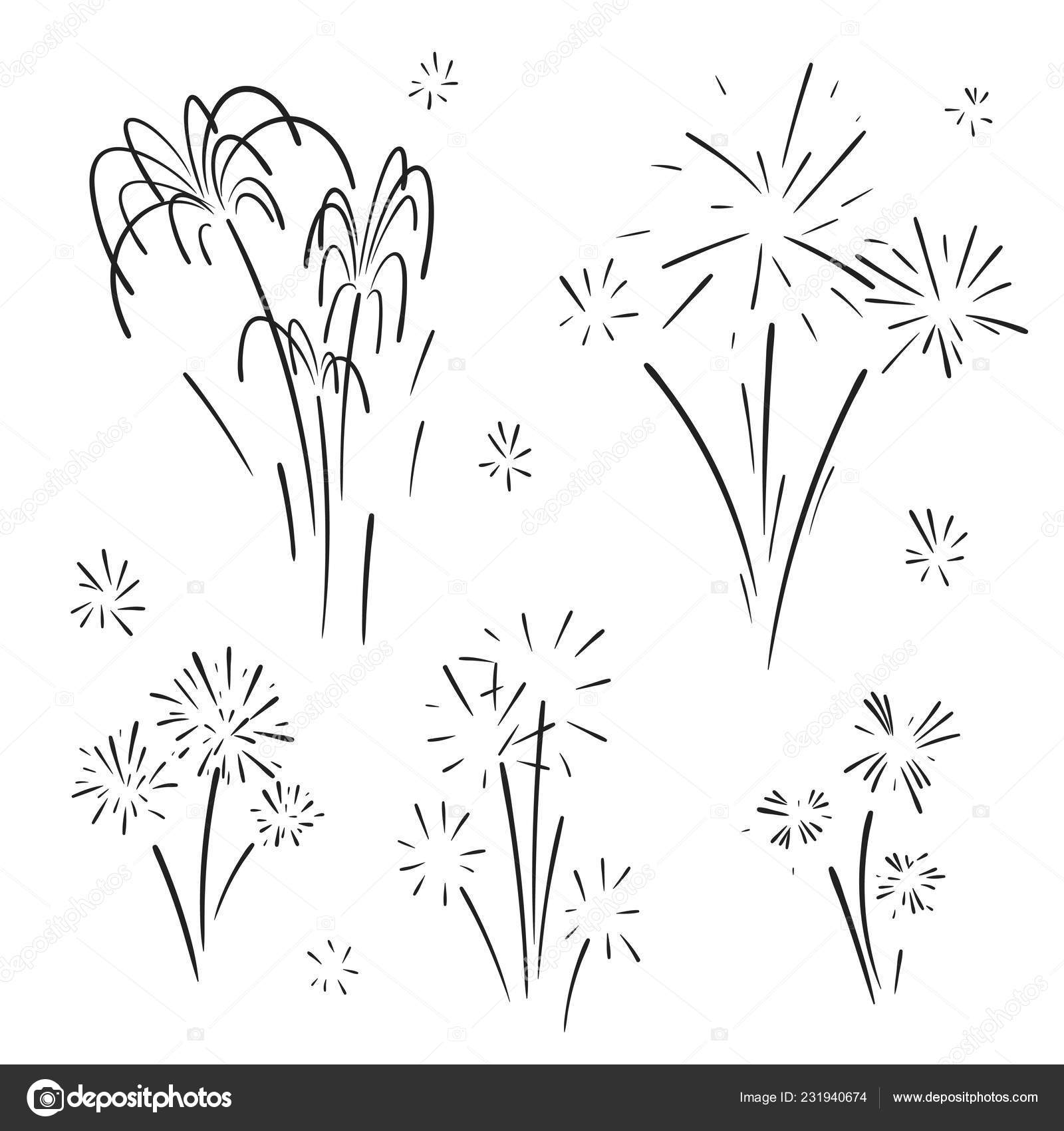 Hand drawn set of fireworks. Stock Vector Image by ©tkronalter9.gmail ...