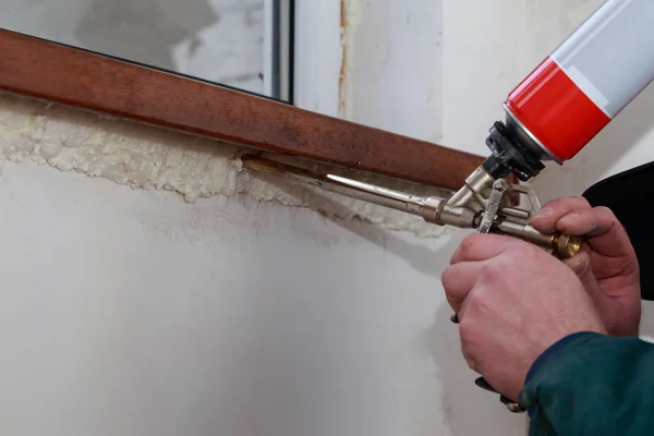 Using Polyurethane Foam Installation Windows Stock Photo by ©DevidDO ...