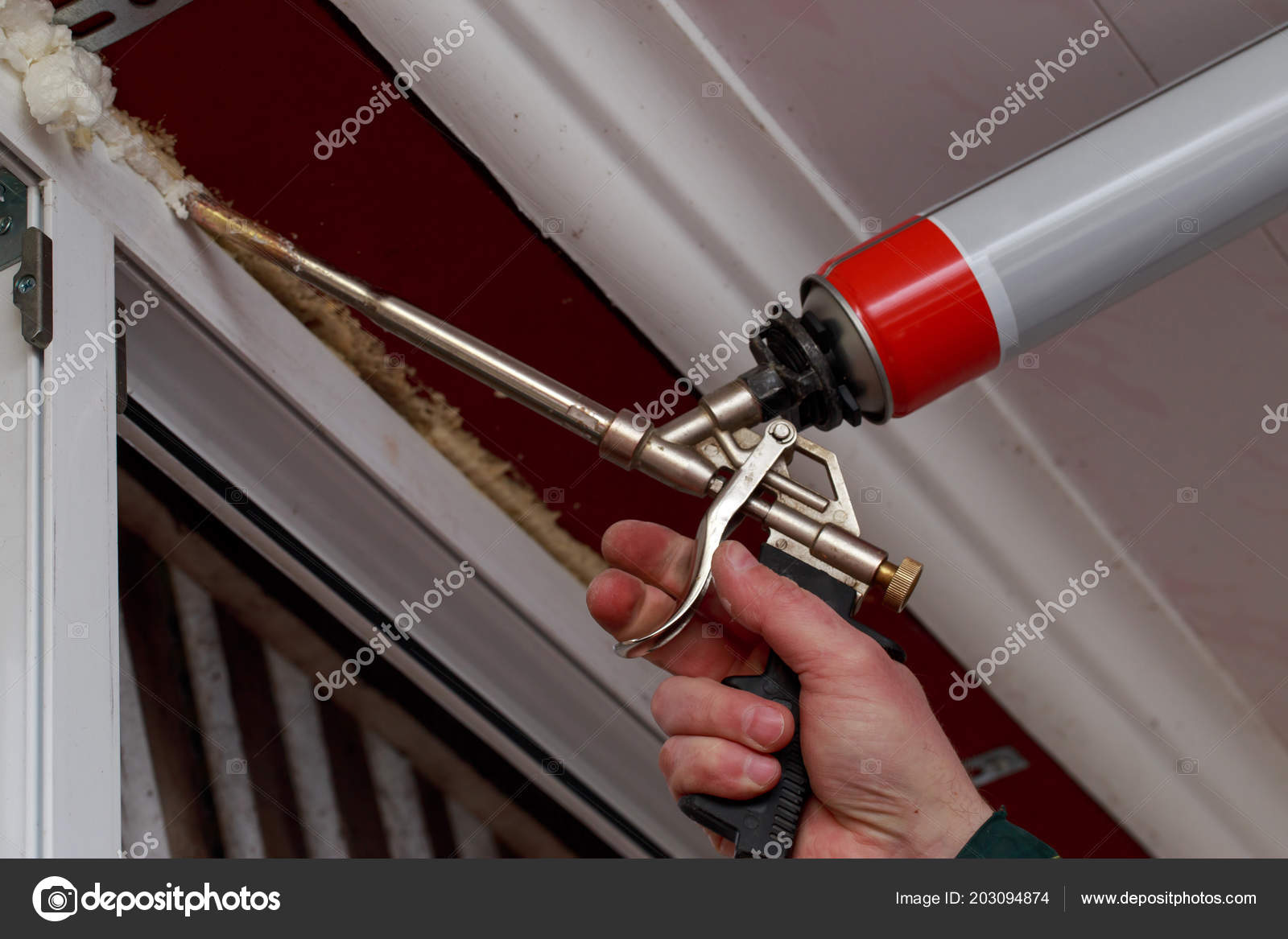 Using Polyurethane Foam Installation Windows — Stock Photo © DevidDO ...