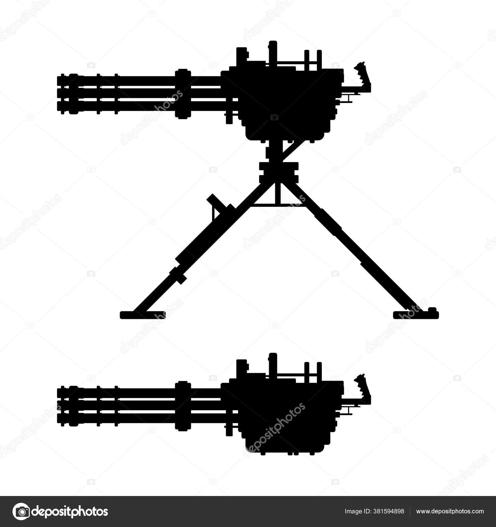 Minigun Rotary Machine Gun Weapon Vector Icon Illustration Black ...
