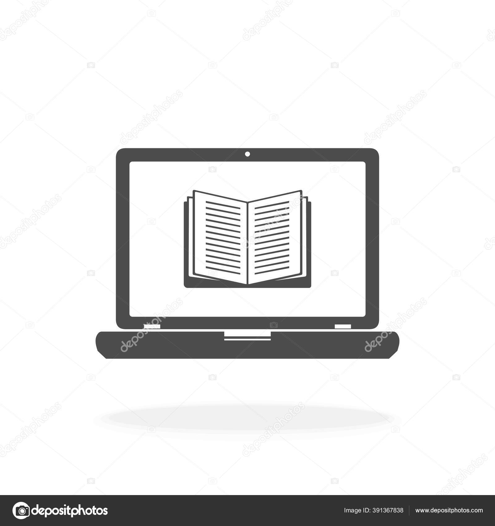 Computer Open Book Online Learning Education Concept Vector Icon ...