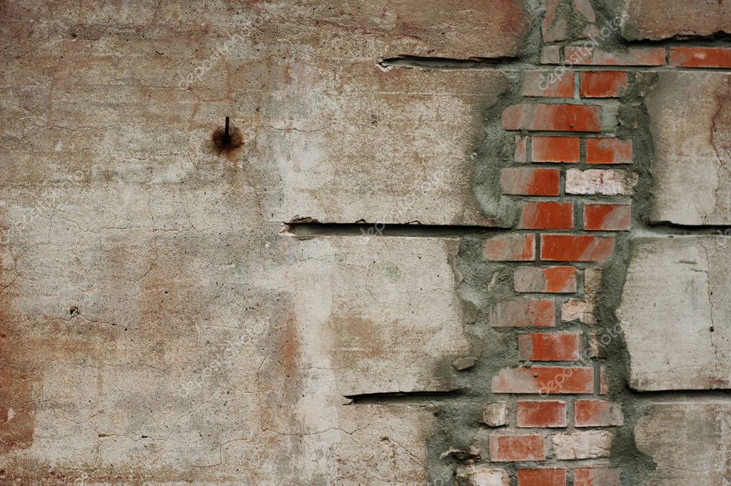Antecedentes Pared vieja con grietas, rasguños, baches. Fragmento de ...
