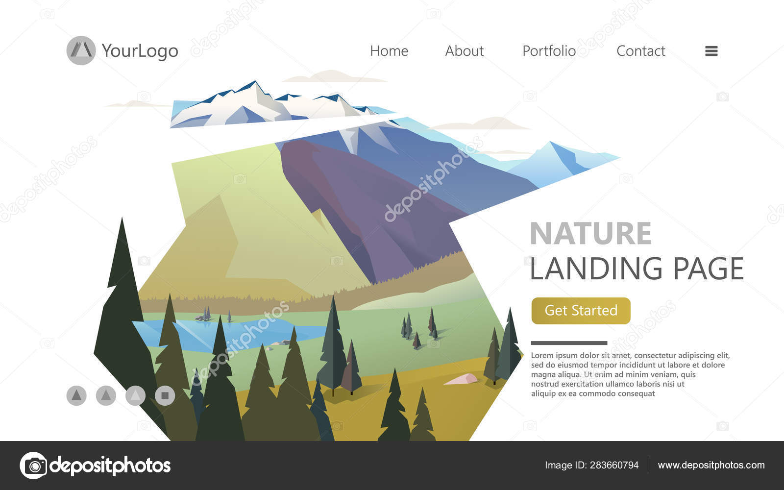 Modern landscape background trees and mountain peaks Stock Vector Image ...