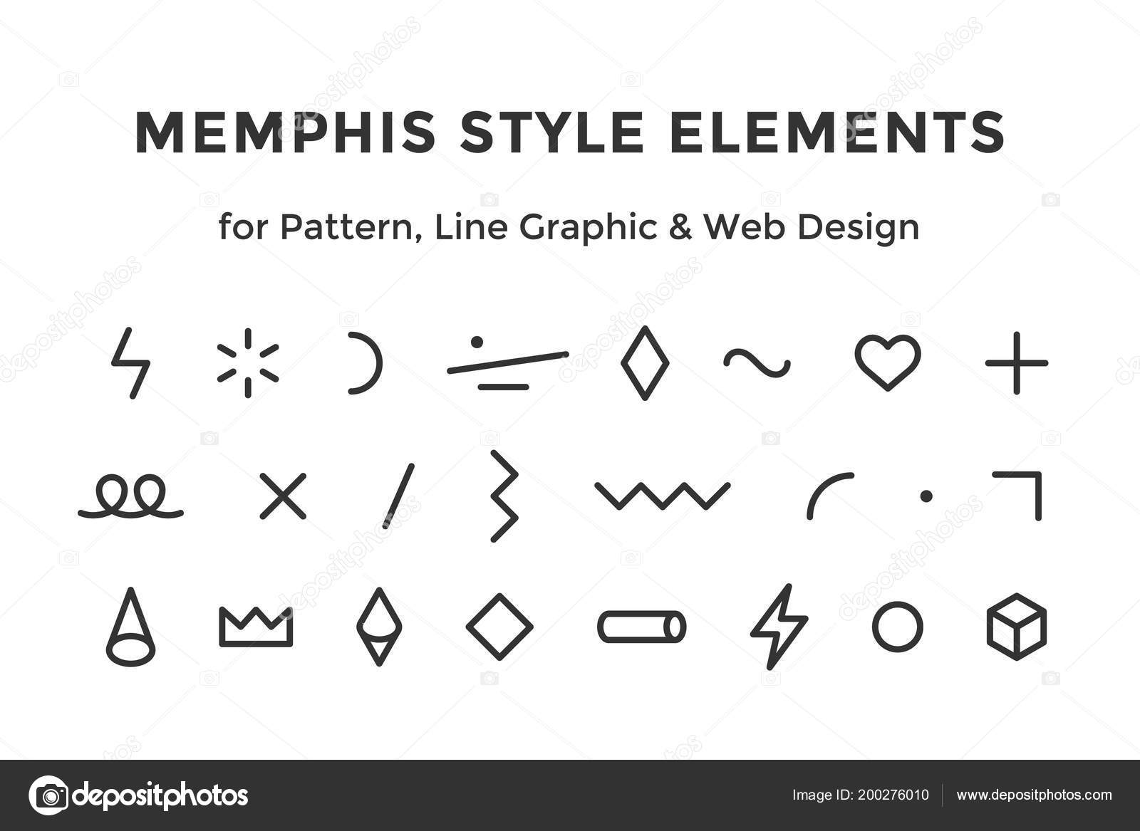 Memphis Style Elements Set Memphis Design Elements Line Graphic Design ...