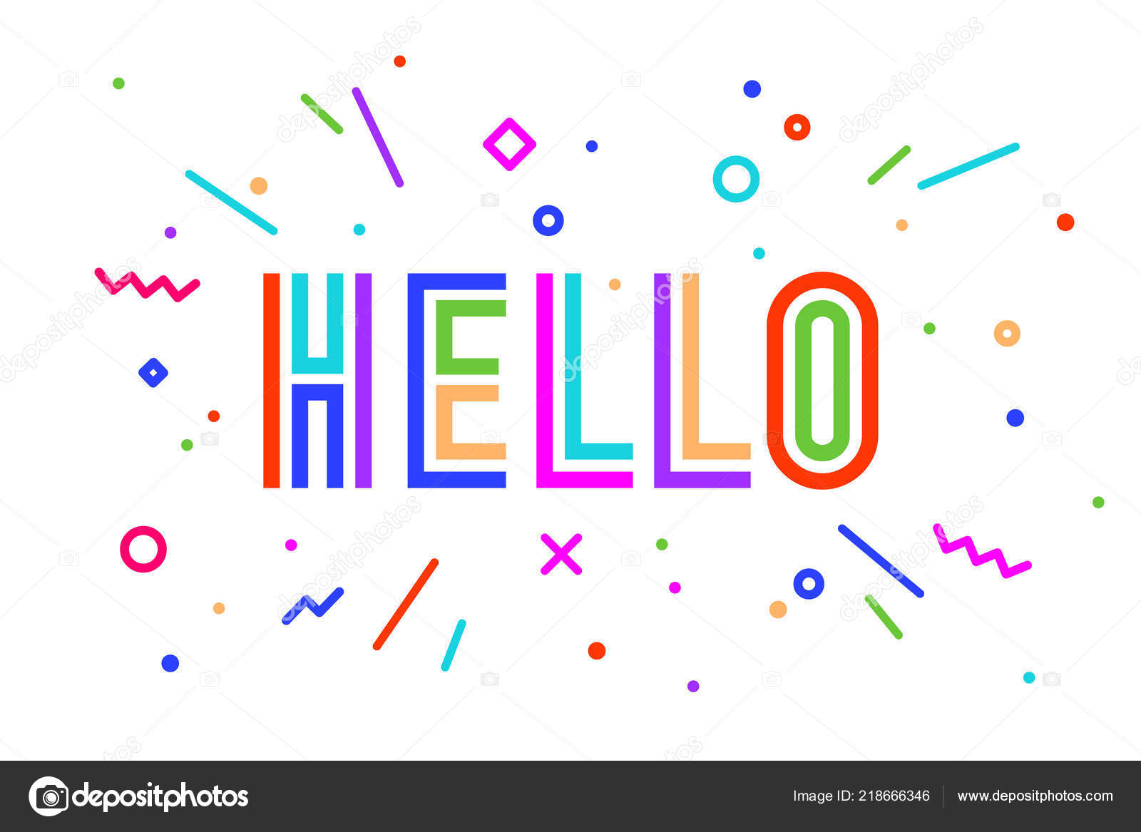 Hello Banner Speech Bubble Poster Sticker Concept Memphis Geometric ...