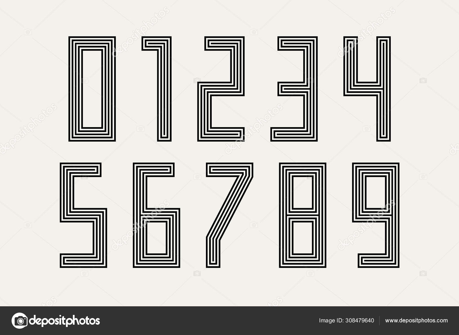 Numbers Font Sport Font Numbers Numeric Geometric Regular Bold Outline ...