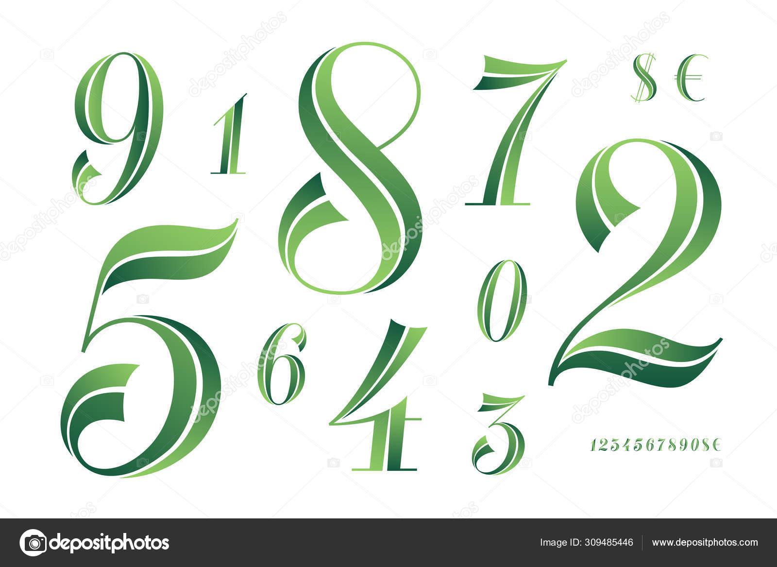 Numbers Font Classical Geometric Design Numbers Font Eco Banner Poster ...