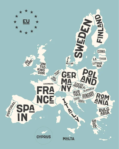 Brexit Poster Map European Union Country Names Print Map Web Stock ...