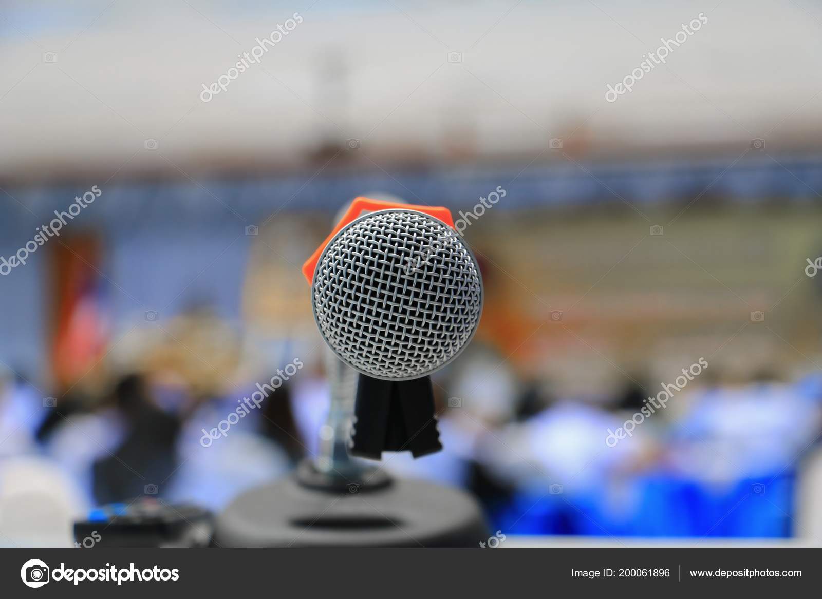 Microphone Stand Close Conference Room Select Focus Shallow Depth Field ...