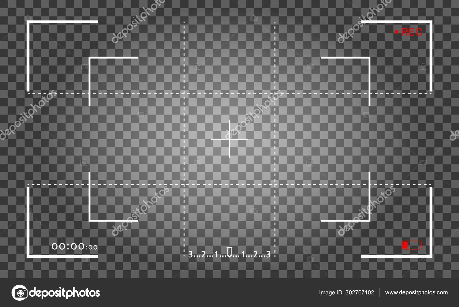 Camera frame viewfinder screen. Video recorder digital display with ...