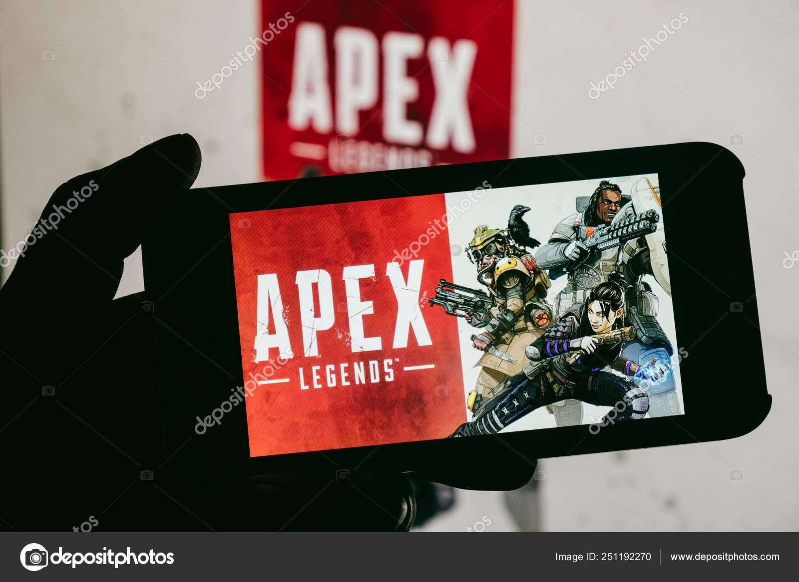 Apex Legends Logo Displayed Mobile Phone Hold Young Boy Who – Stock ...