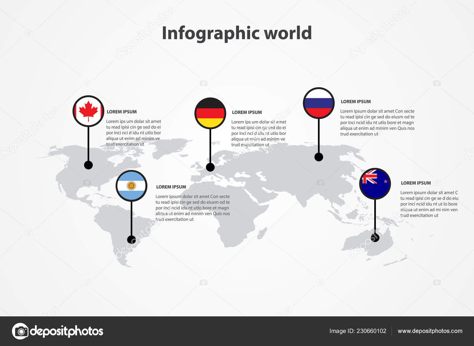 Infographic Country World Map International World Flags Continents ...
