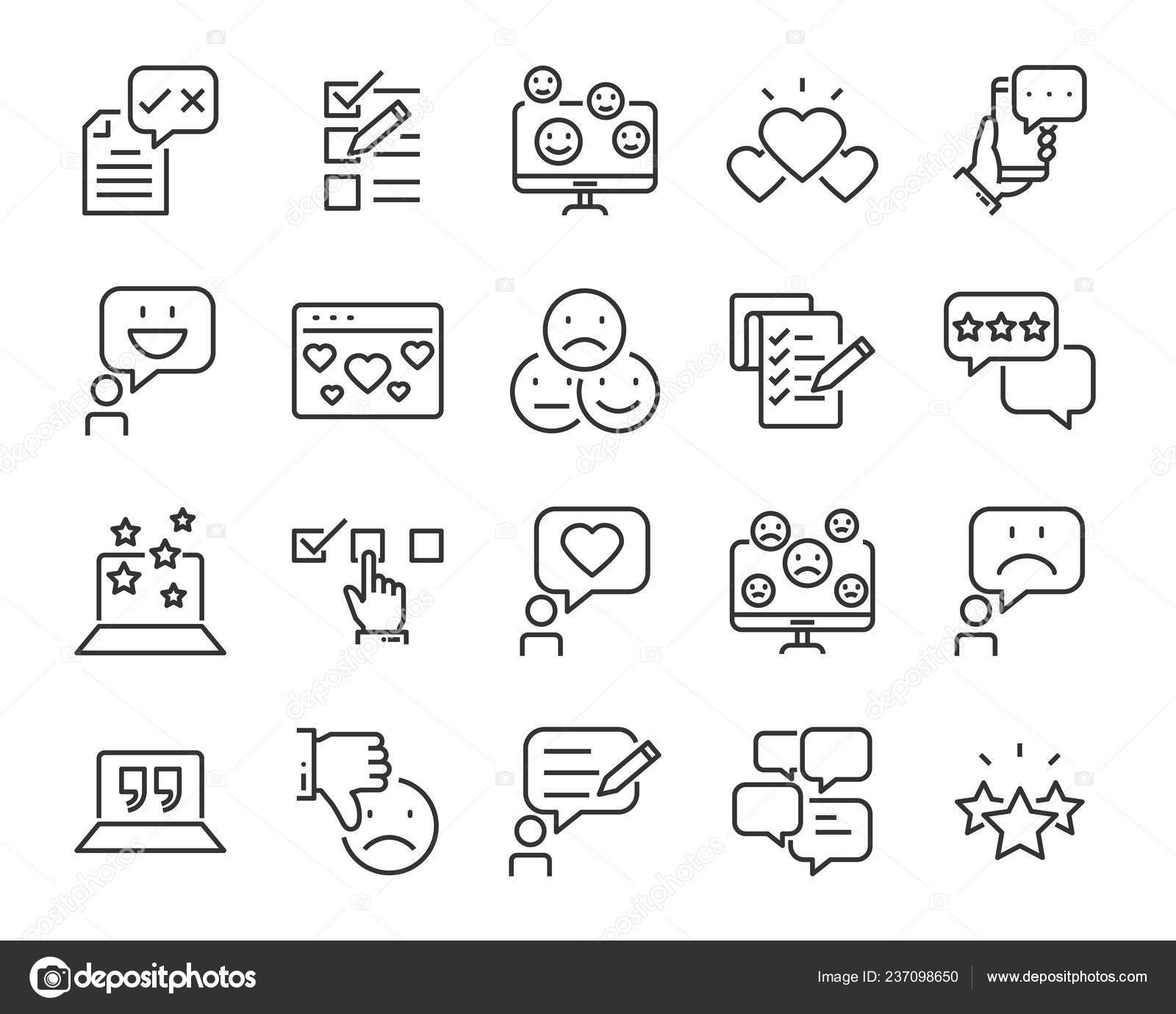 Set Feedback Line Icons Question Review Test App Stock Vector Image by ...
