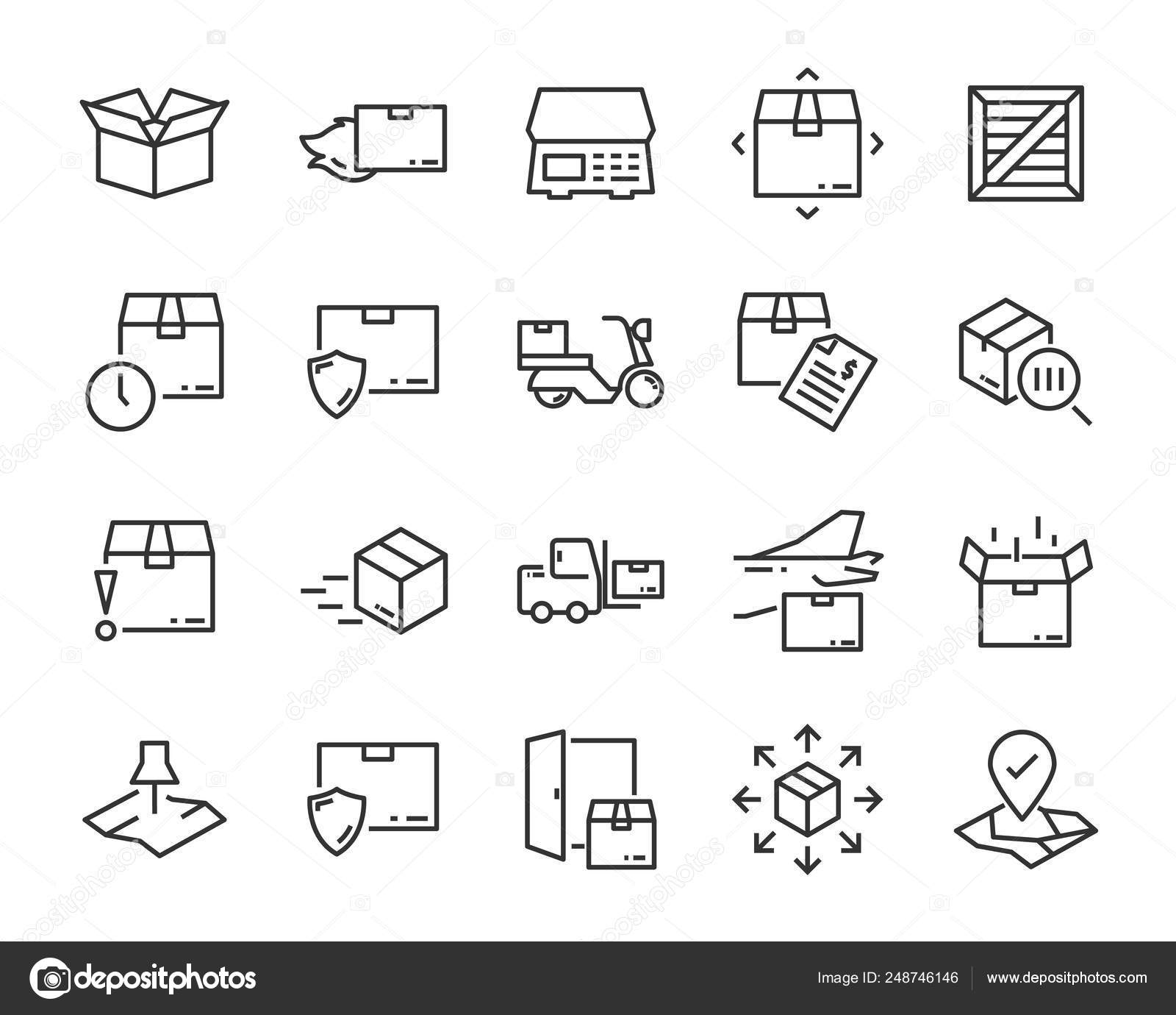 Set Send Icons Delivery Transport Mail Service Stock Vector Image by ...