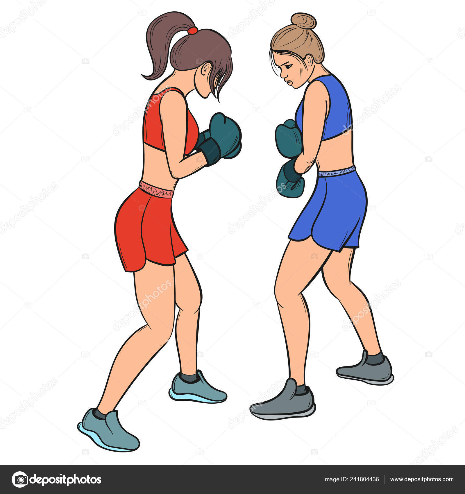 Woman Boxing Girls Sparring Vector Illustration Stock Vector Image by ...