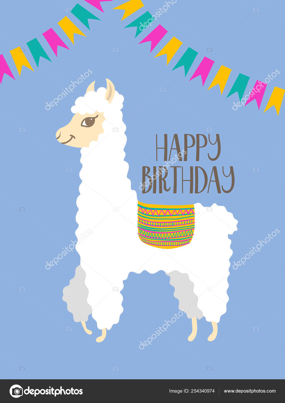 Kawaii Llama Birthday Card