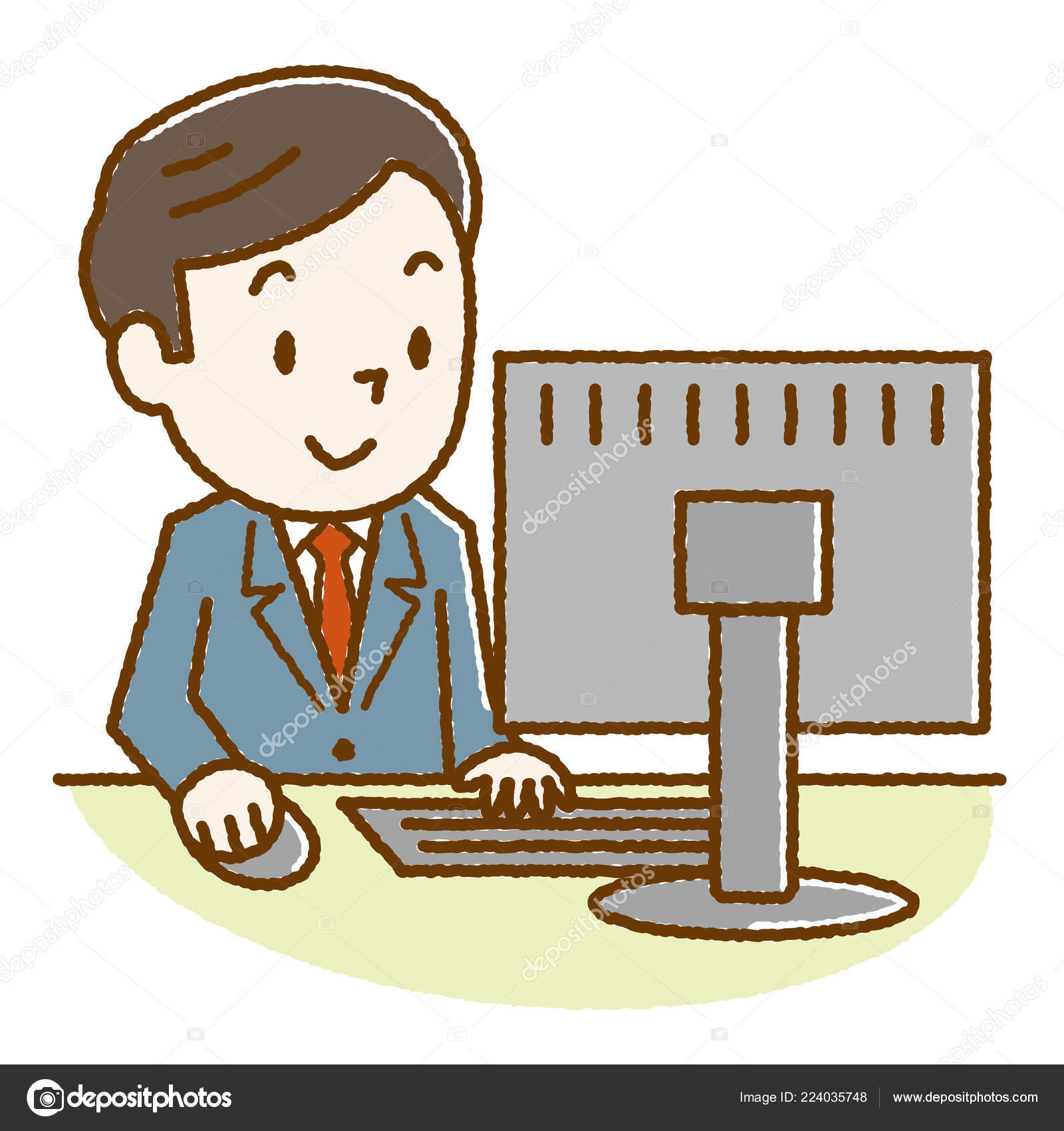 Man Looking Computer Screen Stock Vector Image by ©ankomando #224035748