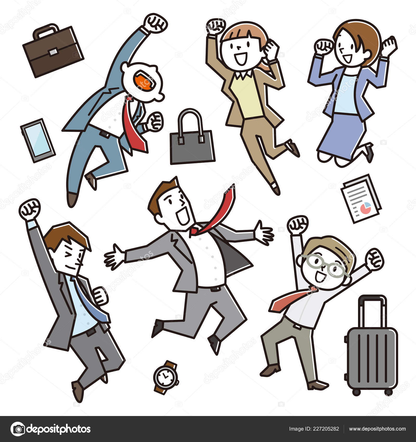 Happy Office Workers Clipart