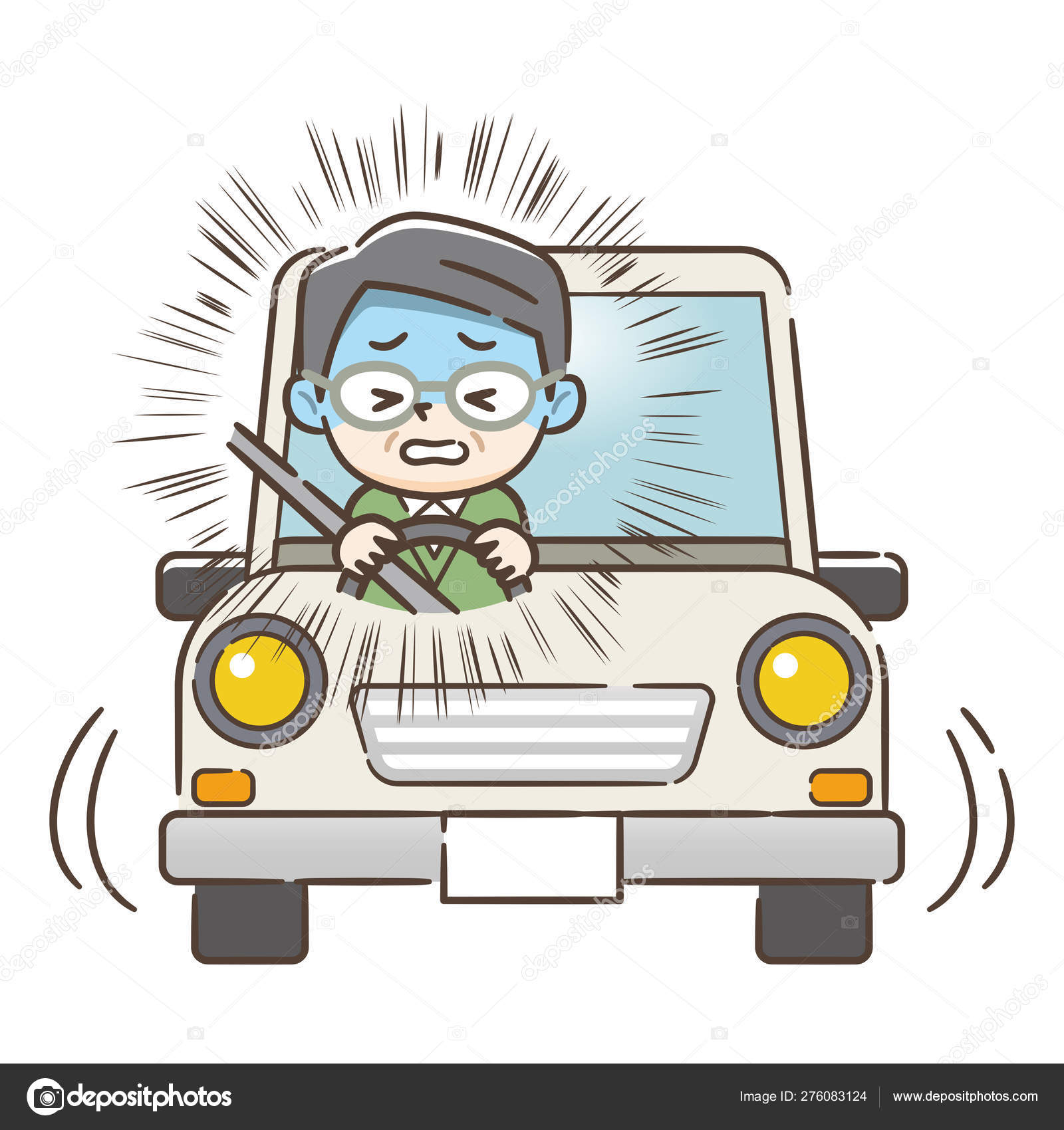Illustration of an elderly driver driving dangerously. Stock Vector ...