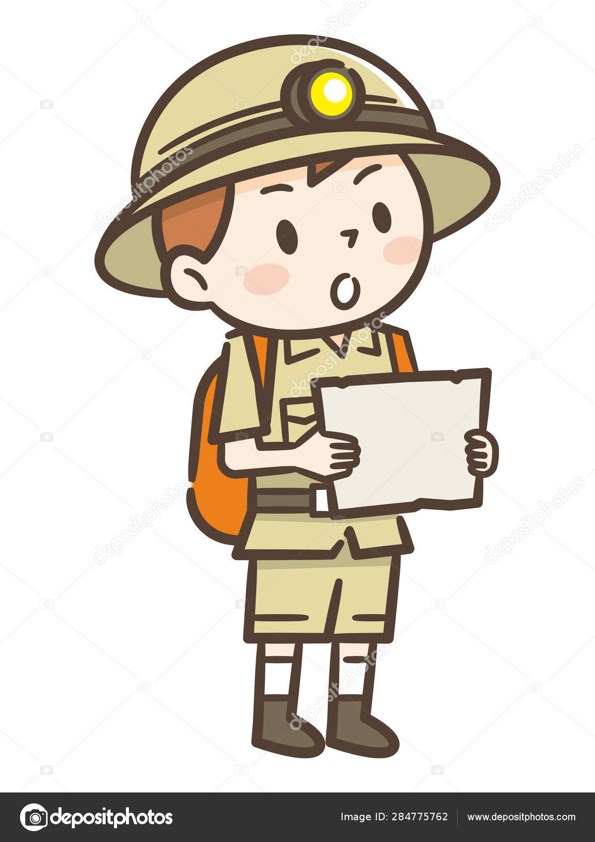 Enfant mignon de l'aventurier avec carte Vecteur par ©ankomando 284775762