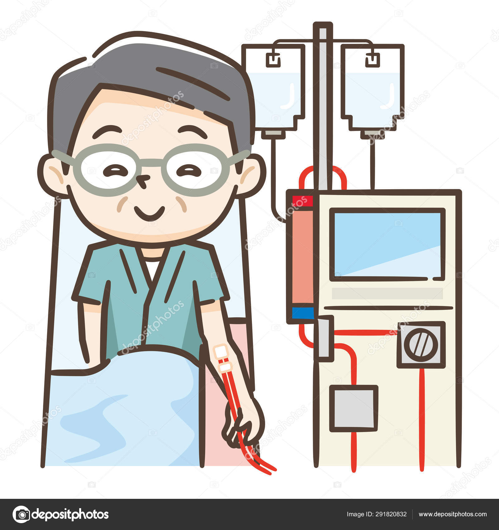 Ilustración del hombre mayor sometido a diálisis Vector de stock ...