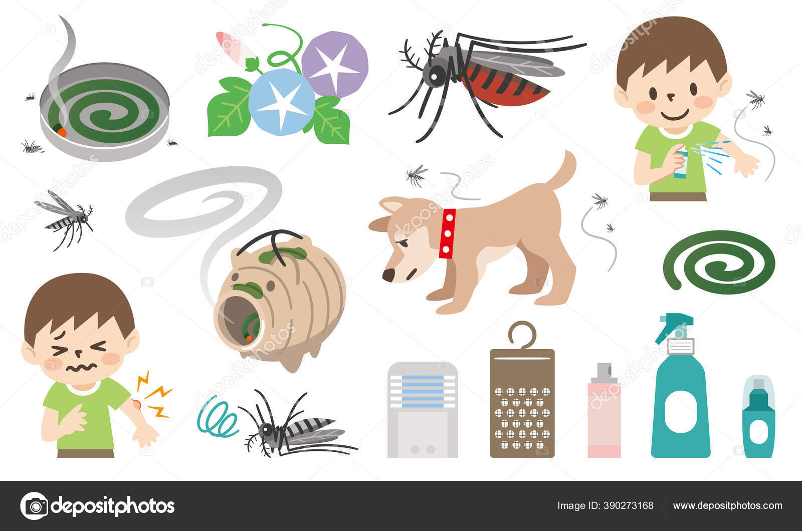 Set Illustrations Preventive Measures Insect Bites — Stock Vector ...