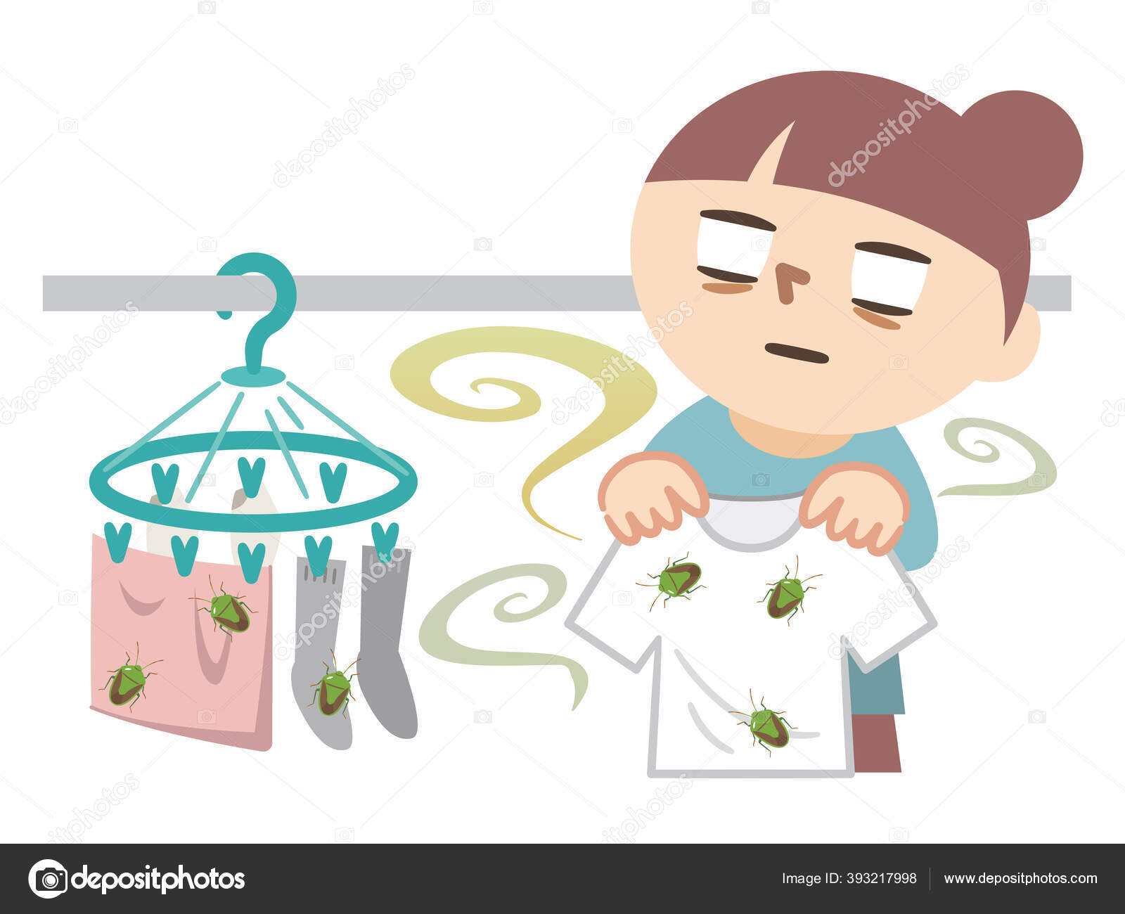 Ama Casa Sorprendida Por Bicho Apestoso Lavandería Vector de stock ...