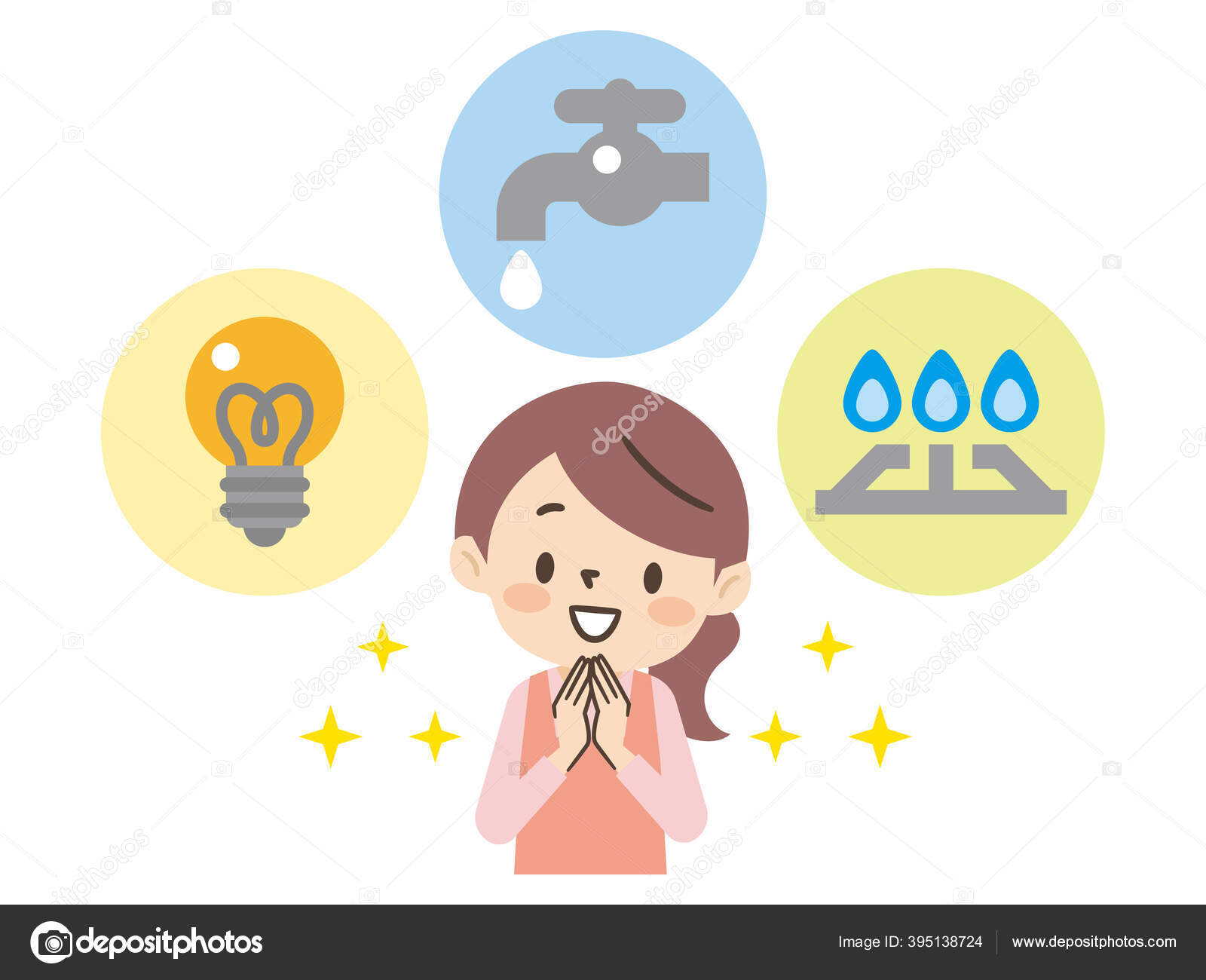 Housewife Thinking Utility Costs Electricity Gas Water Stock Vector ...
