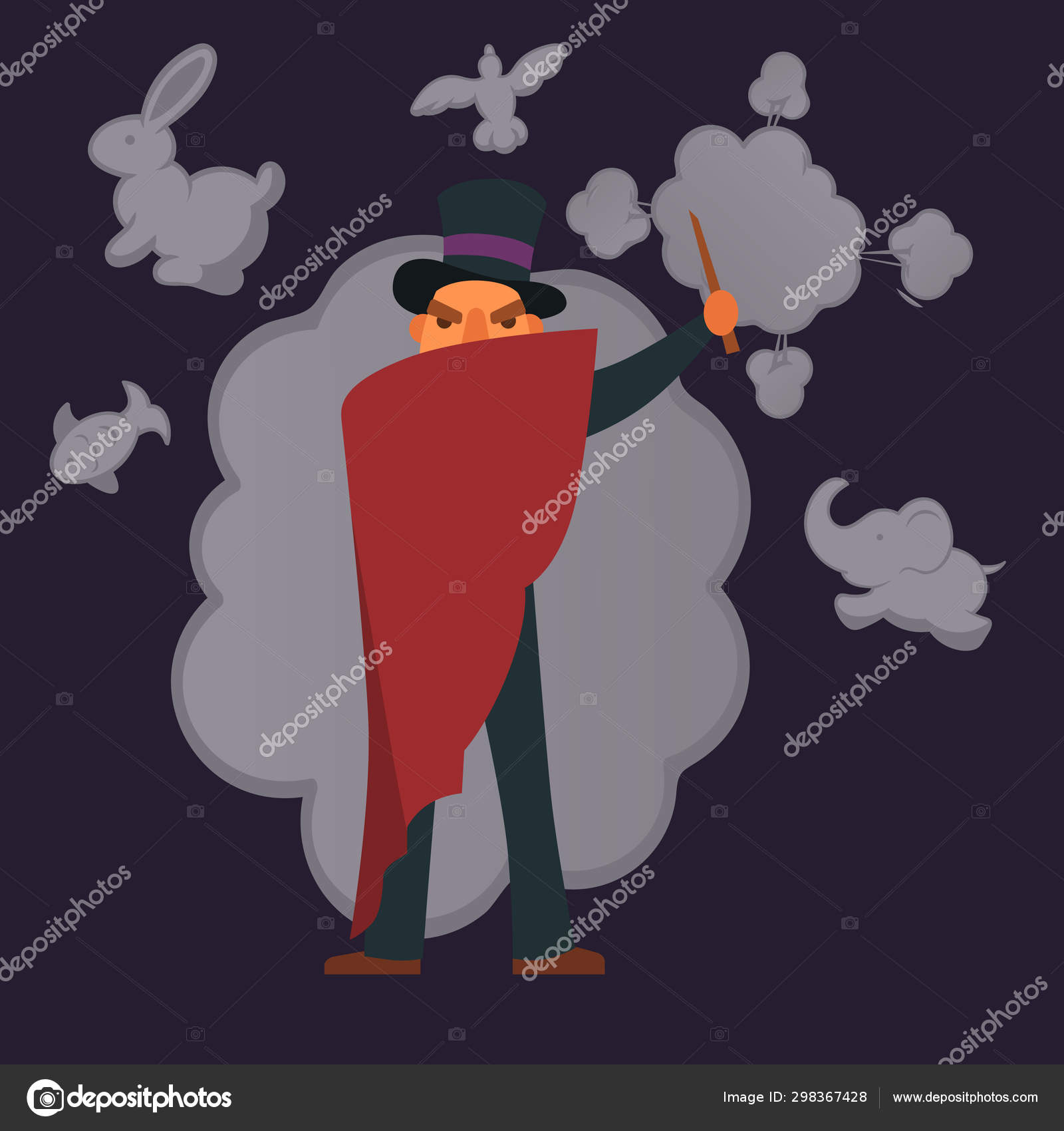 Magic show poster design vector illustration. Magician making illusion ...