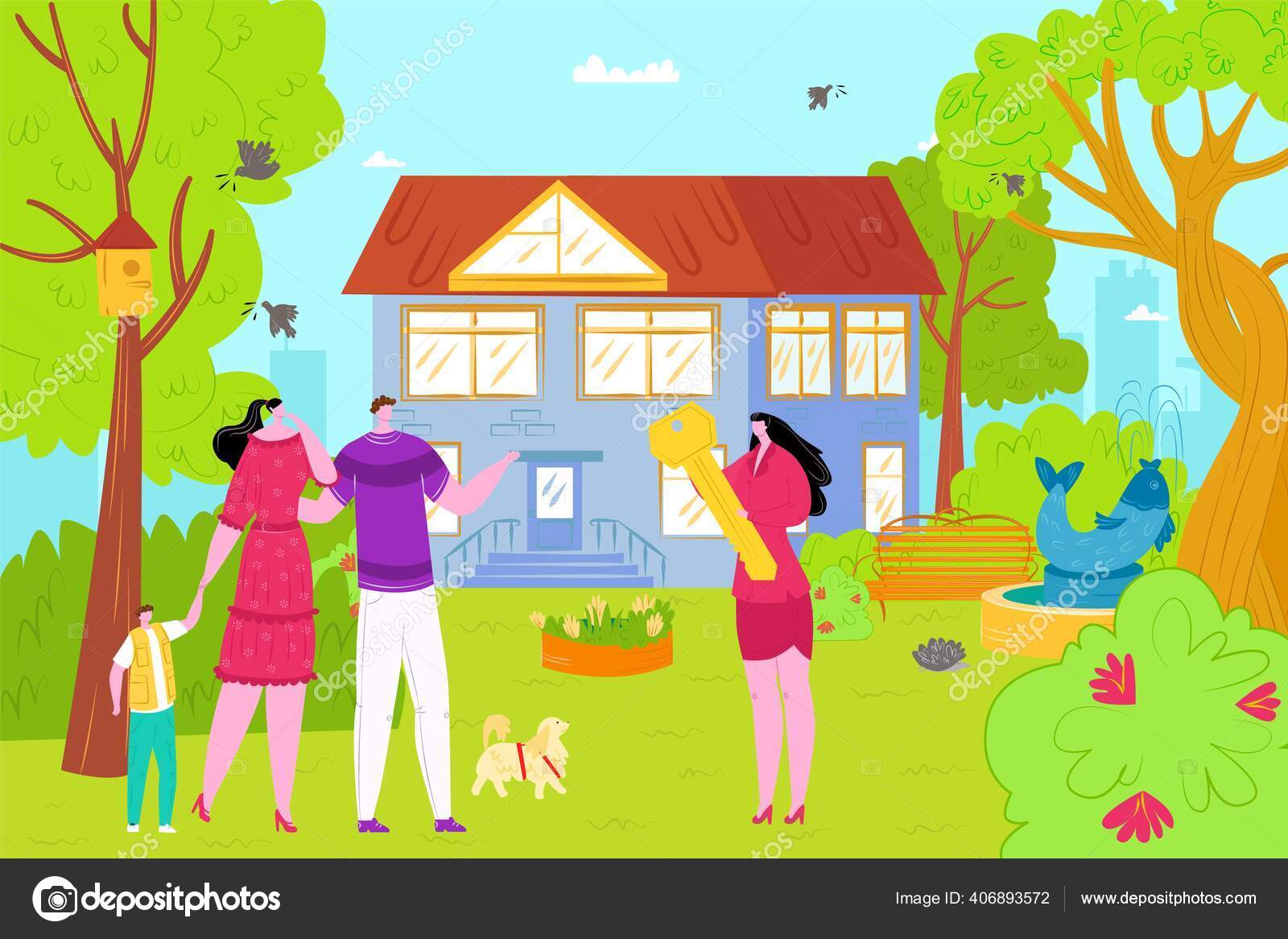 Family Buying A House Cartoon